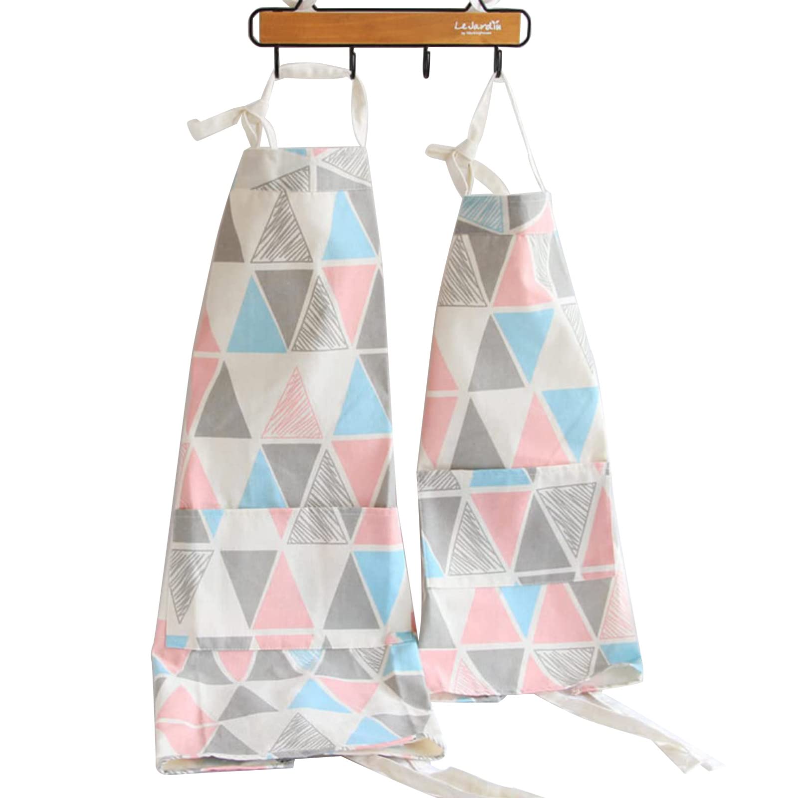 YOLOPARK Simple Parent and Child Apron, Comfortable Cotton Apron with Pocket for Painting Cooking Artist Chef, Pack of 2 (Pink)…