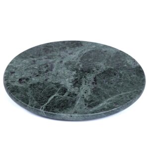 creative home natural marble round trivet cheese board dessert serving plate, 8" diameter, green