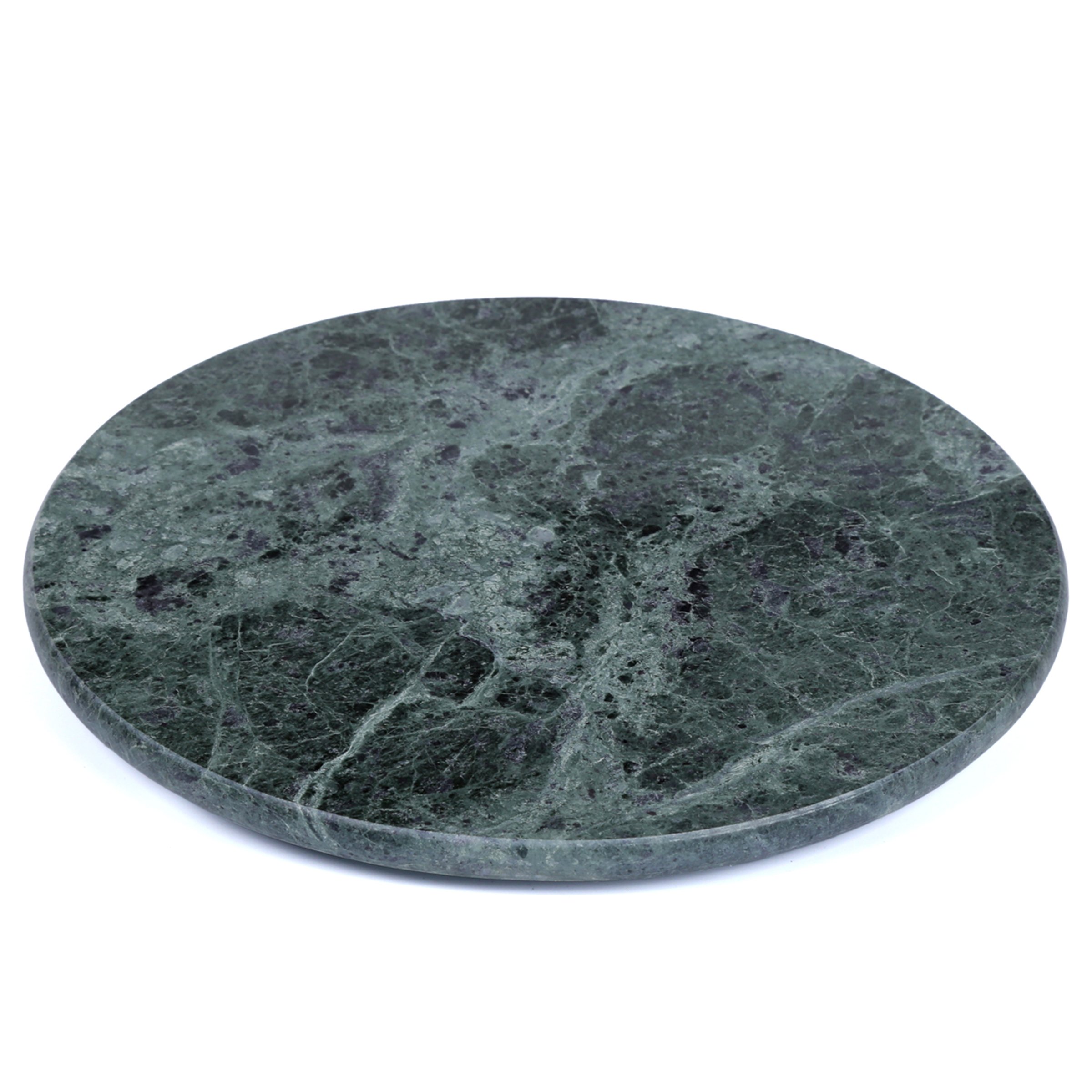 Creative Home Natural Marble Round Trivet Cheese Board Dessert Serving Plate, 8" Diameter, Green