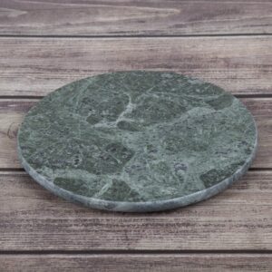 Creative Home Natural Marble Round Trivet Cheese Board Dessert Serving Plate, 8" Diameter, Green