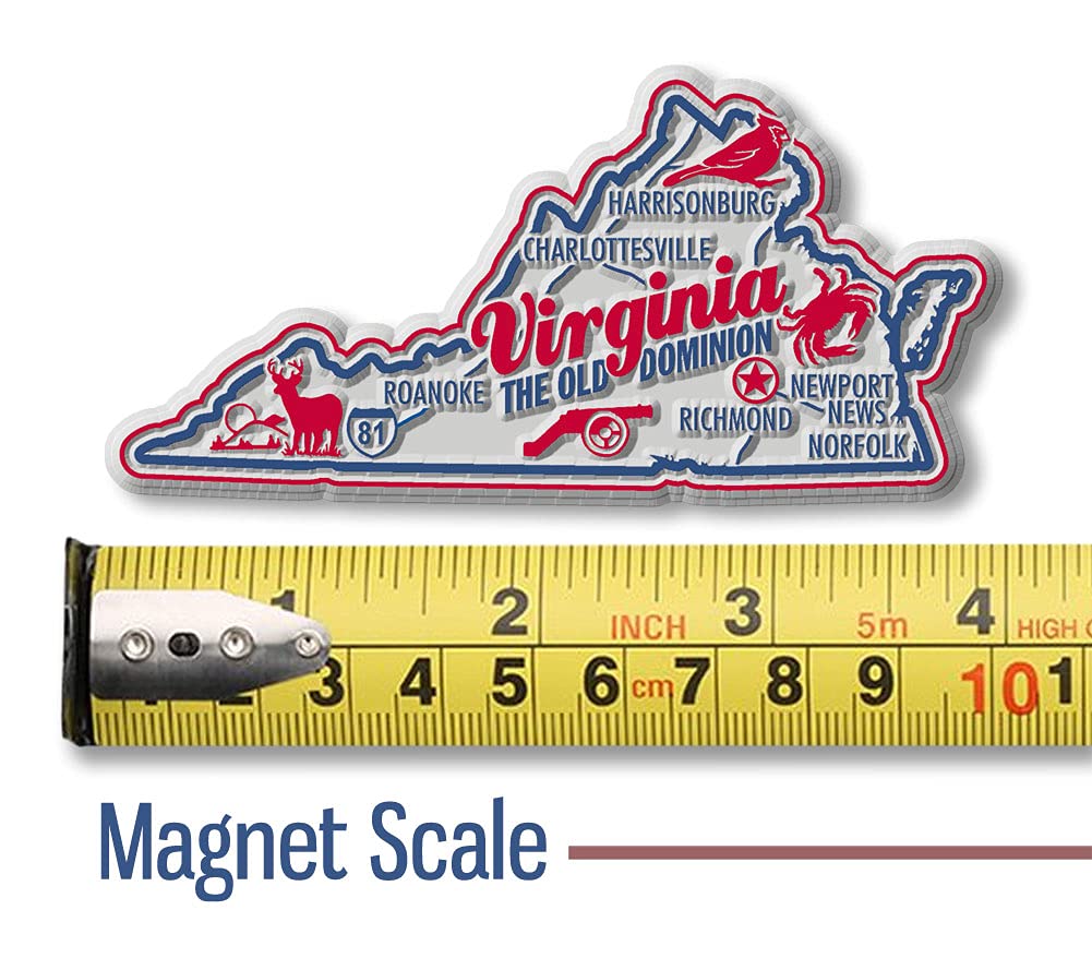 Virginia Premium State Magnet by Classic Magnets, 2.9" x 2.7", Collectible Souvenirs Made in The USA