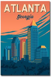 atlanta georgia travel vintage art refrigerator magnet size 2.5" x 3.7"