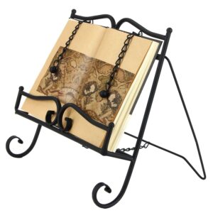 Woopoo Metal Recipe Holder 2 Weighted Chains to Hold Pages in Place and a Kickstand for Durability Collapsible Storage is Light in Weight Support Book and Tablet Placement Cookbook Holder …