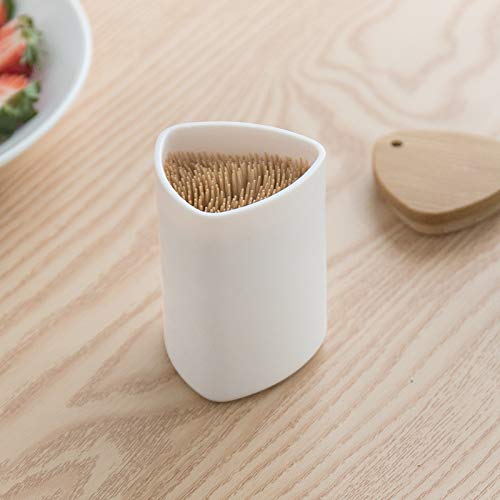 Plastic Toothpick Holder,Toothpicks holder with Bamboo Lid Simple Desktop Toothpicks Dispenser Jar Box for Home Restaurant Hotel