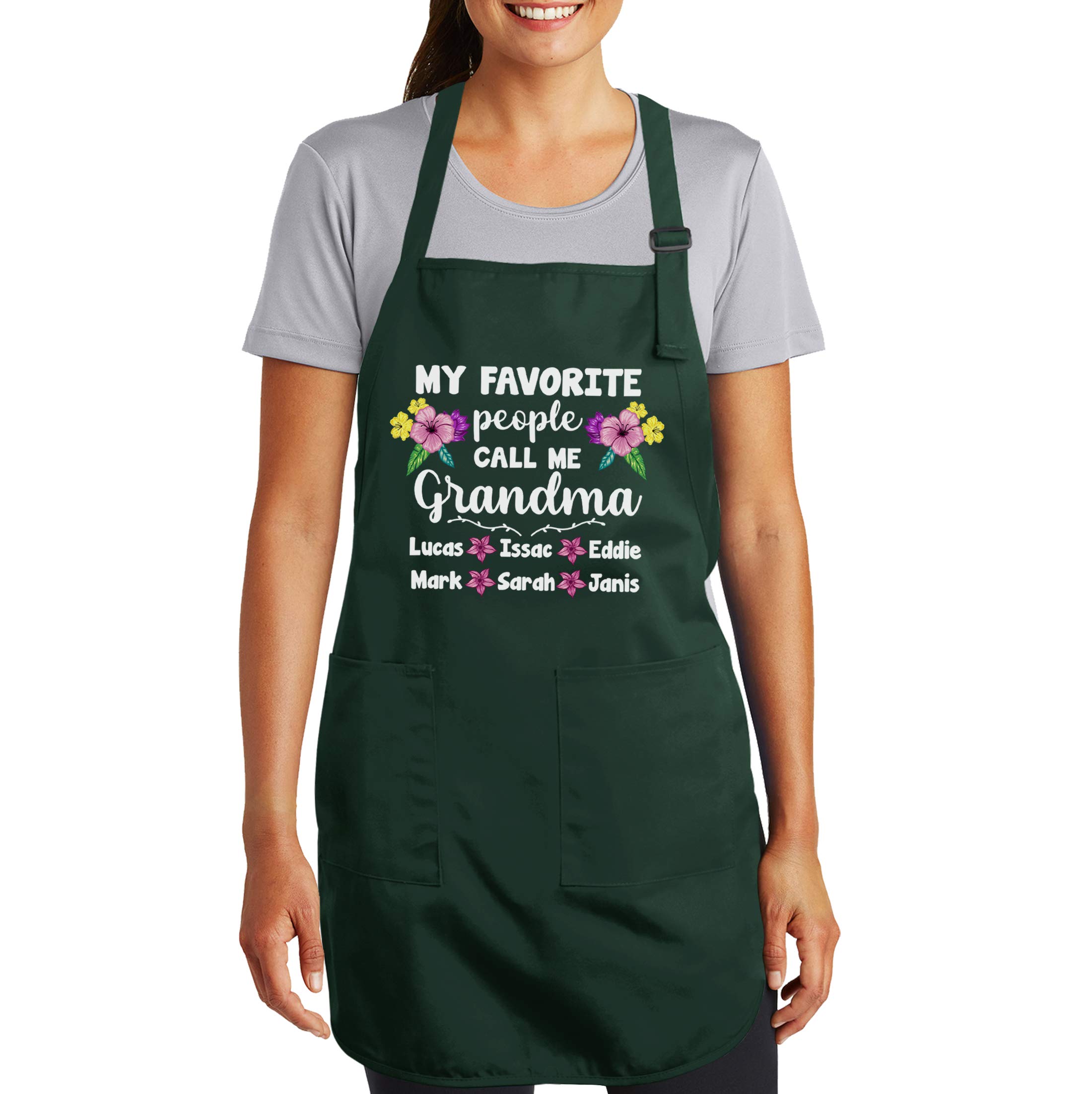 TEEAMORE My Favorite People Call Me Grandma Apron Gift for Grandmother With Grandkids Name Best Granny Mothers Day Custom Apron