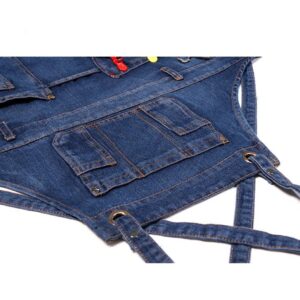 Upguider Denim Apron with Pockets Adjustable Cooking Apron Jean Apron with Multi Pockets for Kitchen Cooking BBQ Gardening (Blue)