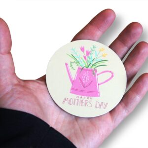 Novel Merk Mother’s Day Refrigerator Magnets,Small Circle Flowers & Watering Can Design for Fridge,Gifts,Decor,& Party Favors (10),Pink,Green,Rose,Blue,3 Inch