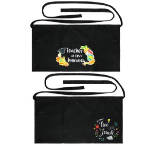 teacher waist aprons for the classroom 2 pieces half black cute teacher apron teacher waist apron with 3 pockets waist apron for teachers classroom teacher supplies for women men teachers