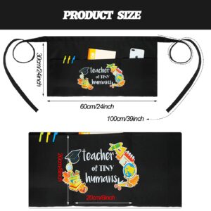 Teacher Waist Aprons for the Classroom 2 Pieces Half Black Cute Teacher Apron Teacher Waist Apron with 3 Pockets Waist Apron for Teachers Classroom Teacher Supplies for Women Men Teachers