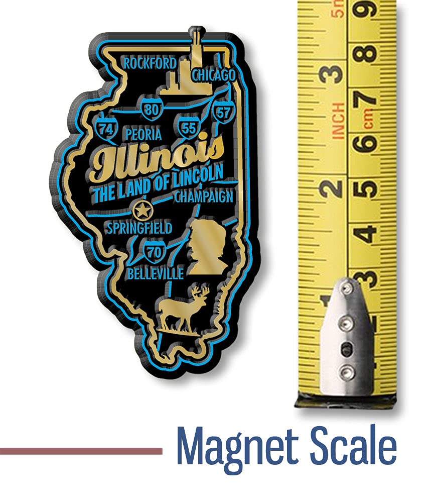 Illinois Premium State Magnet by Classic Magnets, 1.8" x 3", Collectible Souvenirs Made in The USA