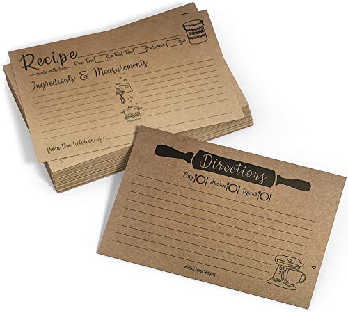 Premium Recipe Cards 4x6 Double Sided - 50 pcs - Quality Thick Card Stock - 14pt