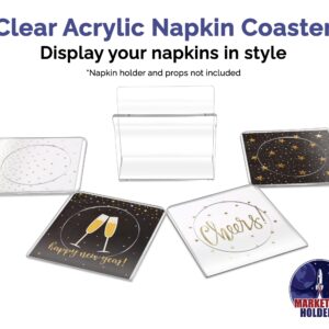 6 Pack Clear Acrylic Coasters Bar Decor Table Protection That Holds Cocktail Napkins by Marketing Holders