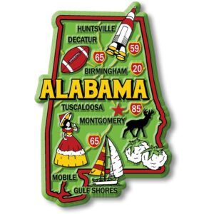 alabama colorful state magnet by classic magnets, 2.4" x 3.6", collectible souvenirs made in the usa