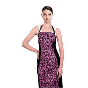 cricket water resistant slimming apron hair stylist cover up for salon hairdresser barbershop women hair stylist aprons with pockets, hot pink cheetah print