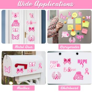 12 Pcs Pink Ribbon Shaped Awareness Car Magnet Breast Cancer Awareness Fight Magnets Stickers Decal Set Refrigerator Butterfly Ribbon Hope Magnets for Garage Door Refrigerator Car Decor