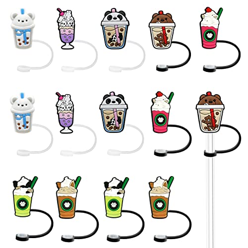 Silicone Bubble Tea Straw Cover - 14 Pack Cute Reusable Drinking Straw Caps Lids Dust-Proof Straw Plugs for Straw Tips for Home Kitchen Accessories (Bubble Tea Straw Cover)