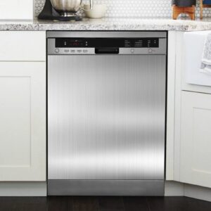 Brushed Stainless Steel Dishwasher Magnet Cover - Kitchen Decorative Fridge Panel Decal - Silver Appliances Decorate Sticker - 23.5"X26"