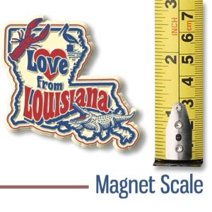 Love from Louisiana Vintage State Magnet by Classic Magnets, Collectible Souvenirs Made in The USA, 2.6" x 2.5"