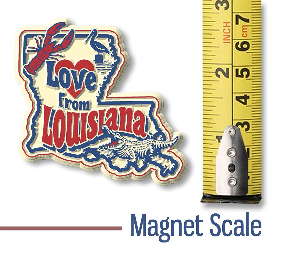 Love from Louisiana Vintage State Magnet by Classic Magnets, Collectible Souvenirs Made in The USA, 2.6" x 2.5"