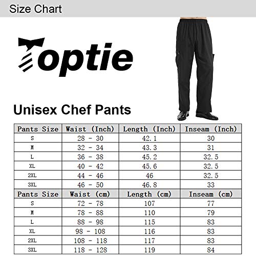 TopTie Men's Black Baggy Chef Pant with Elastic Waist, Lightweight