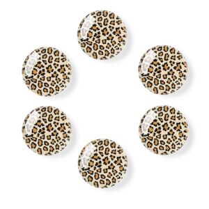 kasader round refrigerator magnets glass fridge magnets decoration for fridge office calendar whiteboard photo cabinet 6 pcs - leopard print, 1.18in/3cm