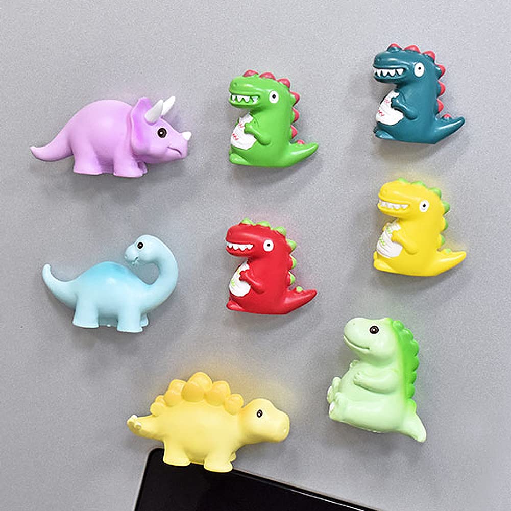 Resin Refrigerator Magnet Set of 8, Dinosaur Fridge Magnet for Home Decoration, Photo Display, Office Message, Kitchen Accessories