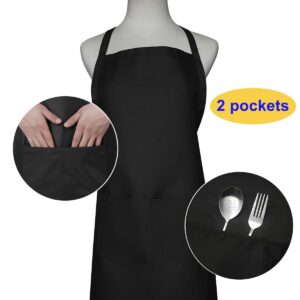 Hi loyaya Bib Black Apron for Women Men Adult Chef, 12 Pack Kitchen Aprons Bulk with Pockets for Cooking Baking Painting (12, Black)