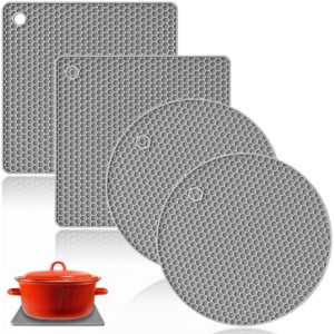 felibay silicone trivet flexible pot mats non slip potholder heat resistant kitchen trivet hot pads, multi purpose pot holder jar opener spoon holder oven mitts (grey)