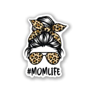 #momlife-cheetah print-messy bun |great gift idea|single |5 inch magnet | made in the usa | car auto tool box refrigerator magnet|mag10014