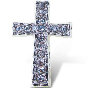 COTA Global Cross Sparkling Refrigerator Magnet - Silver Sparkling Rhinestones Crystals, Cute Religious & Inspirational Magnet for Kitchen Fridge, Locker, Home Decor, Cool Office Novelty - 1.75 Inch