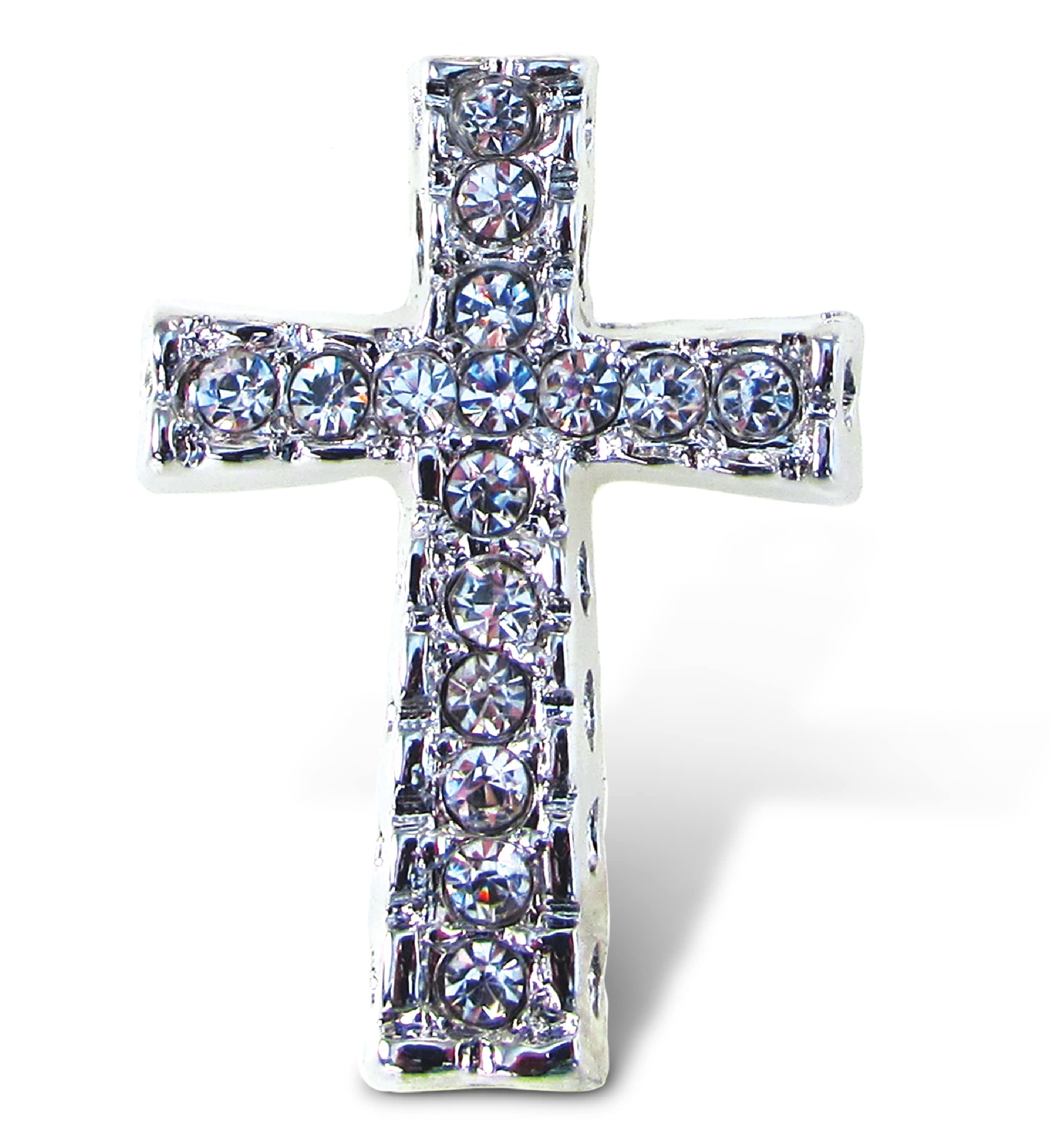 COTA Global Cross Sparkling Refrigerator Magnet - Silver Sparkling Rhinestones Crystals, Cute Religious & Inspirational Magnet for Kitchen Fridge, Locker, Home Decor, Cool Office Novelty - 1.75 Inch