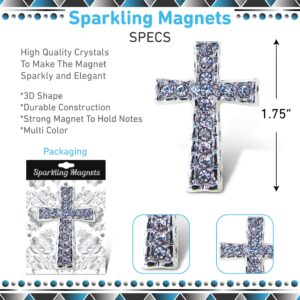 COTA Global Cross Sparkling Refrigerator Magnet - Silver Sparkling Rhinestones Crystals, Cute Religious & Inspirational Magnet for Kitchen Fridge, Locker, Home Decor, Cool Office Novelty - 1.75 Inch