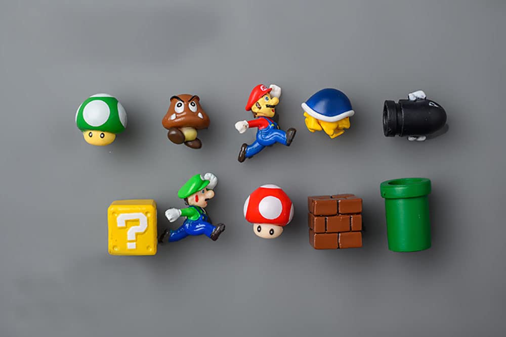 20 Pieces of 3D Mario Fridge Magnets Sets for Home Room Decor Decorative Refrigerator Fun School Office Whiteboard Christmas Magnet (20pcs)