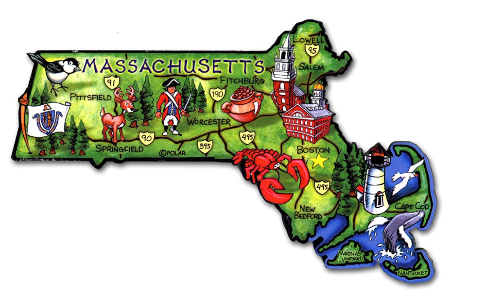 Massachusetts Artwood State Magnet Collectible Souvenir by Classic Magnets