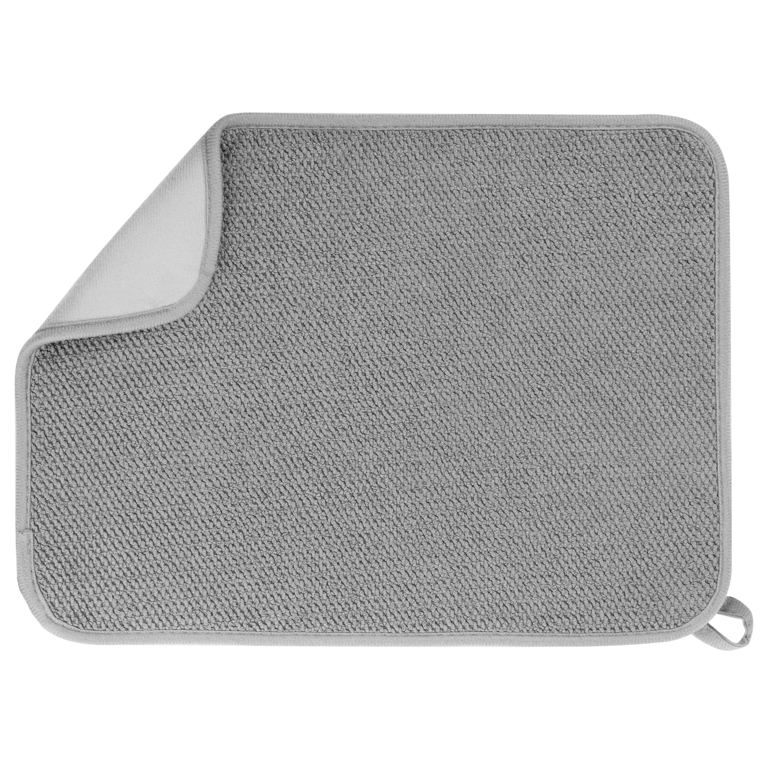 GeeRic Microfiber Dish Drying Mat, Super Absorbent Kitchen Dish Drying Pad, Reversible for Countertop, 12 * 16 inch Gray