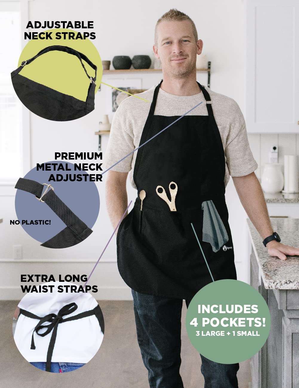 ApronMen Trophy Husband Funny Aprons For Men - Adjustable Straps - One Size Fits All Grilling Apron With Pockets - Professionally Printed Gift For Dad Or House Husband - Cotton Kitchen BBQ Chef Apron