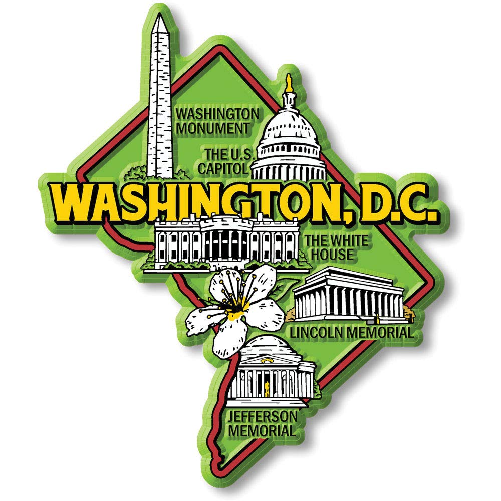 Washington, D.C. Colorful State Magnet by Classic Magnets, 3.4" x 4", Collectible Souvenirs Made in The USA