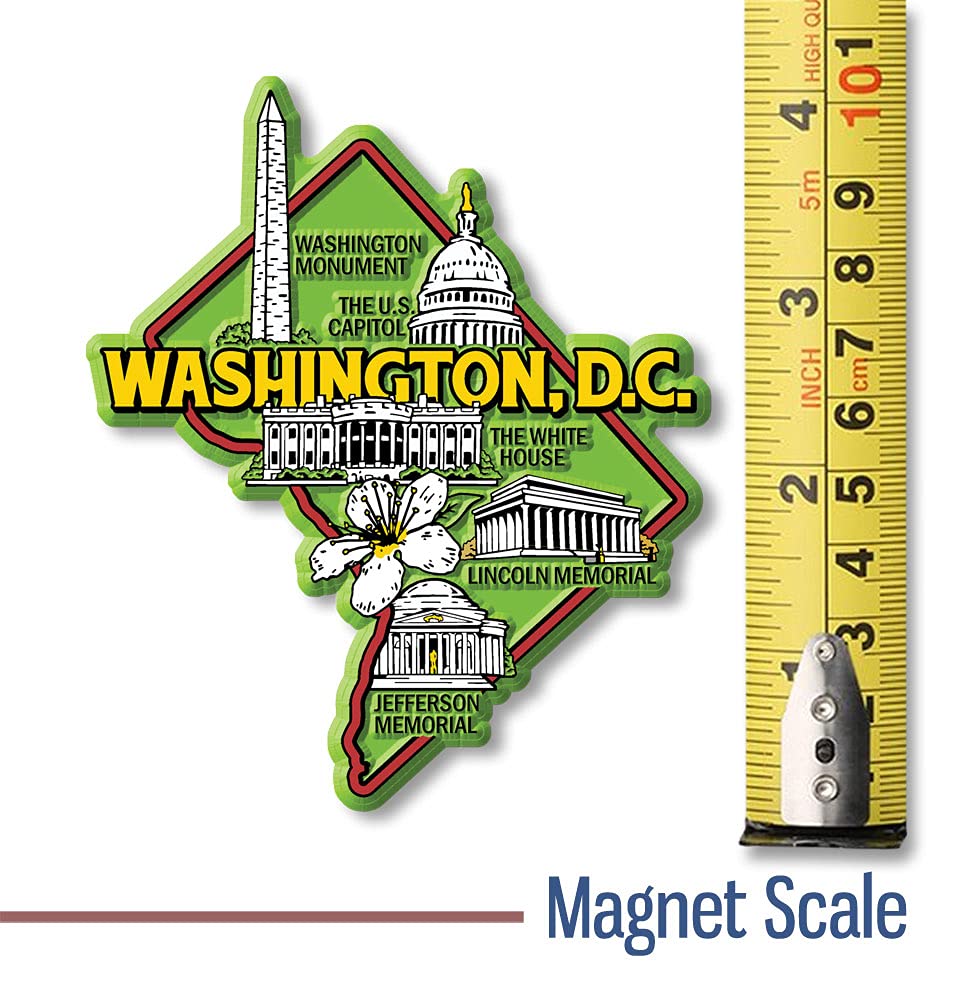 Washington, D.C. Colorful State Magnet by Classic Magnets, 3.4" x 4", Collectible Souvenirs Made in The USA