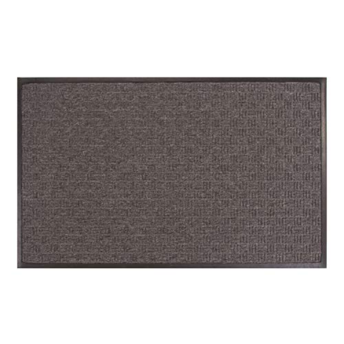 Amazon Basics Molded Carpet & Rubber Commercial Scraper Entrance Mat Parquet Pattern, Charcoal, 2 x 3