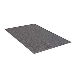 Amazon Basics Molded Carpet & Rubber Commercial Scraper Entrance Mat Parquet Pattern, Charcoal, 2 x 3