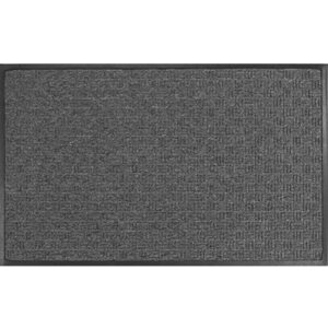 Amazon Basics Molded Carpet & Rubber Commercial Scraper Entrance Mat Parquet Pattern, Charcoal, 2 x 3