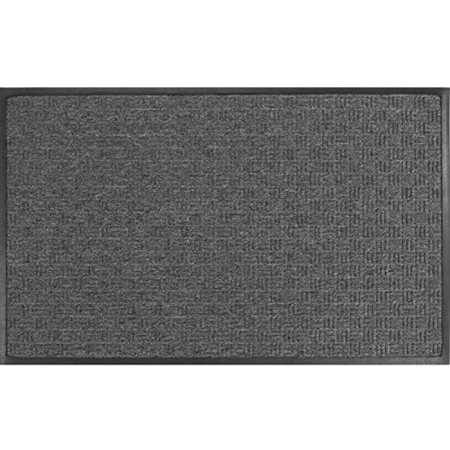 Amazon Basics Molded Carpet & Rubber Commercial Scraper Entrance Mat Parquet Pattern, Charcoal, 2 x 3