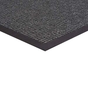 Amazon Basics Molded Carpet & Rubber Commercial Scraper Entrance Mat Parquet Pattern, Charcoal, 2 x 3