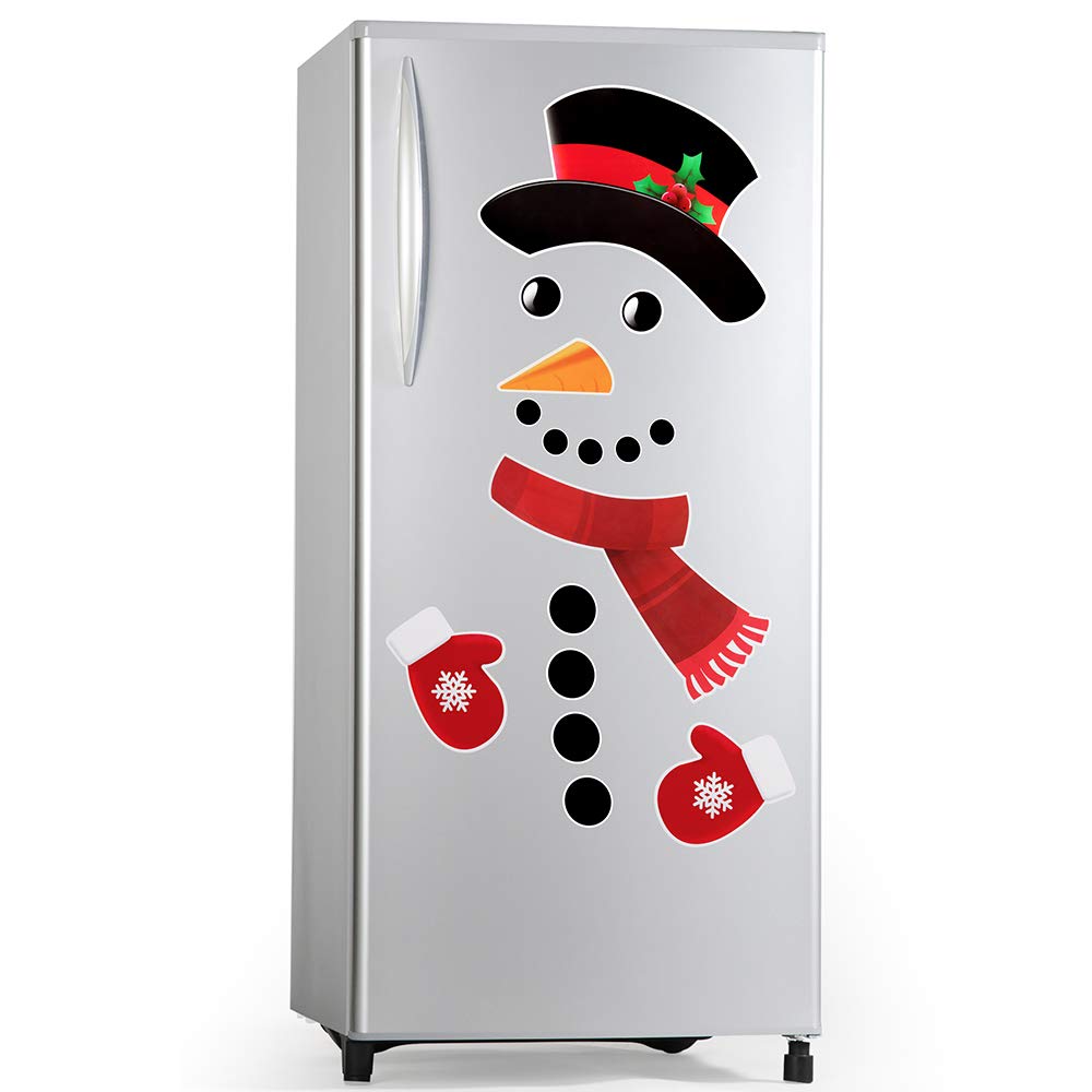 D-FantiX Snowman Christmas Refrigerator Magnets Set of 16, Cute Funny Fridge Magnet Refrigerator Stickers Holiday Christmas Decorations for Fridge, Metal Door, Garage, Office Cabinets (Large)