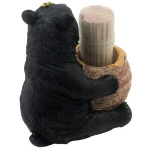 Decorative Black Bear in a Beehive Honey Pot Toothpick Holder Figurine for Cabin or Rustic Lodge Decor Sculptures and Statuettes As Collectible Wildlife Animal Gifts