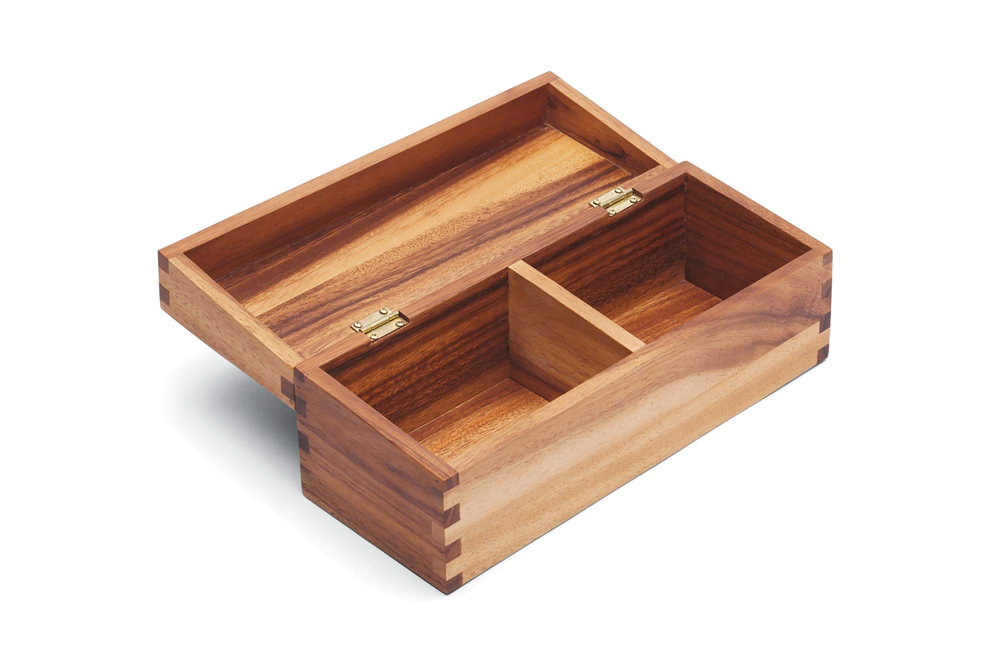 Ironwood Gourmet Acacia Wood Recipe Box, Double Compartment, For 3" x 5" Cards