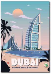 dubai united arab emirates travel vintage art refrigerator magnet size 2.5" x 3.5"