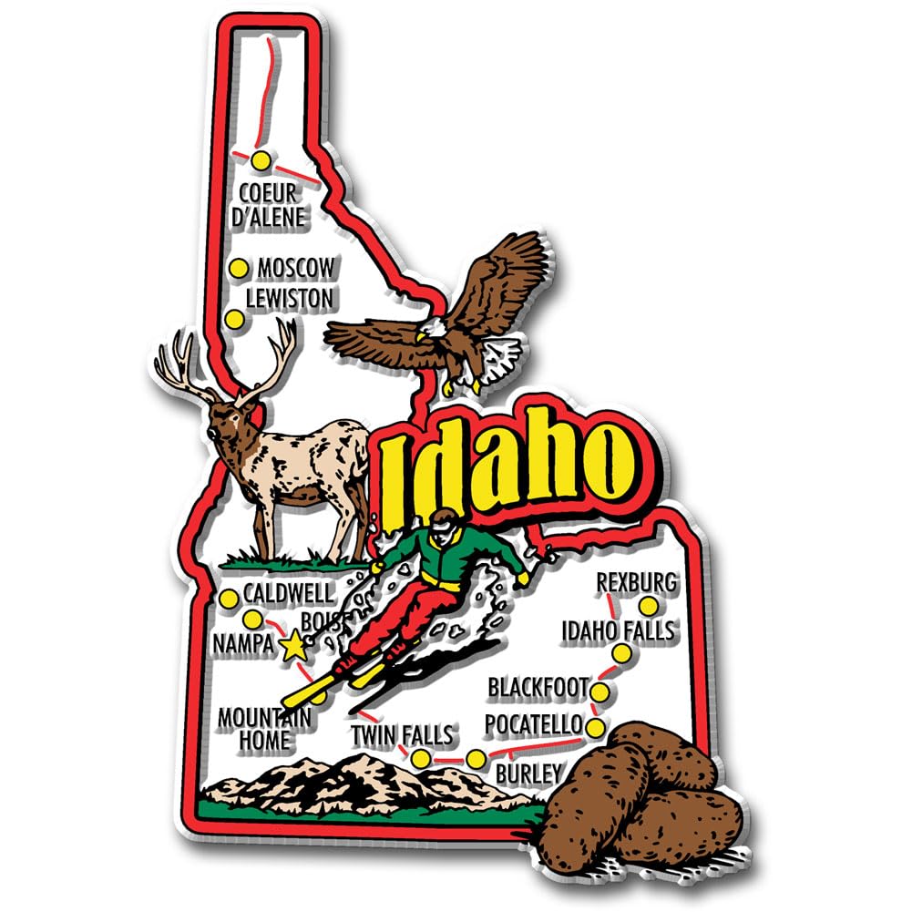 Idaho Jumbo State Magnet by Classic Magnets, 3.1" x 4.5", Collectible Souvenirs Made in The USA