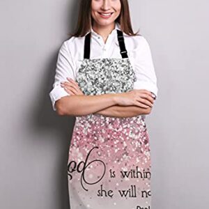 Lefolen PSALM 46:5 God is Within Her,She Will not Fall- Bible Verse Apron Home Kitchen Waterproof Cooking Baking Gardening for Women Men