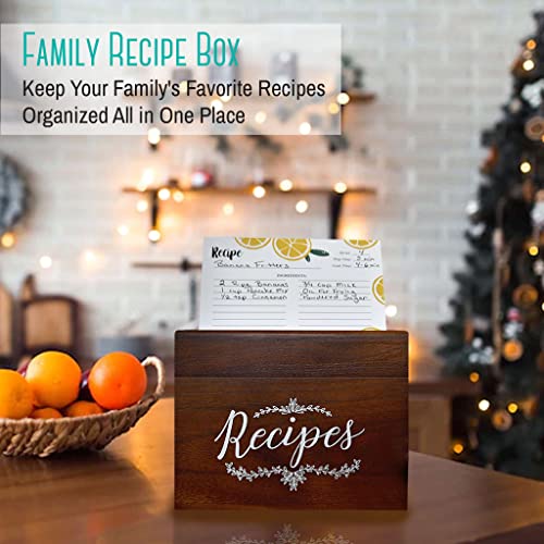 OUTSHINE Wooden Recipe Box with Cards and Dividers | Farmhouse Recipe Box with Card Dividers | Large Wood Recipe Cards and Box Set | Vintage Recipe Box Dividers 4x6 with Tabs | Best Recipe Box Holder